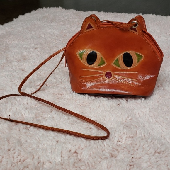 Bags | Vintage Genuine Leather Cat Purse | Poshmark